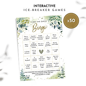 Greenery Baby Shower Games for 50 Guests, 6 Games Double-Sided Cards, Gender Neutral for Boys or Girls