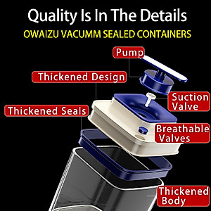 OWAIZU Vacuum Sealed Food Storage Container, BPA Free Wide Mouth Airtight Jar Keep Fresh Longer, Great to Keep Coffee Beans, Spice, Cereal, Snacks, Kitchen and Pantry Organization, 22fl.oz/650ml