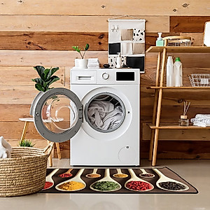 Colorful Spices Wooden Spoons Kitchen Rug Non-Slip Kitchen Mats Bath Runner Doormats Area Mat Rugs Carpet for Home Decor 39" X 20"