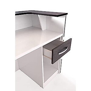 Casa Mare 87" Wood Office Reception Desk Counter & Drawers w/Telescopic Rails & Chrome Handles | Cable Grommet Holes | Option to Add Logo | Front Table Furniture Nail Hair Beauty Salon Spa Restaurant