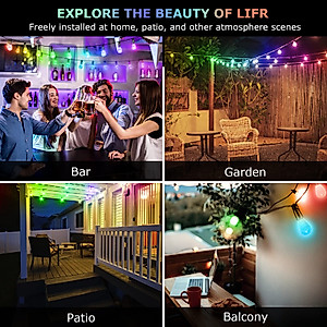 WENSEN Outdoor String Lights, 49FT 25 Bulbs Patio Lights Color Changing with Remote & App Control, IP65 Waterproof, Shatterproof Acrylic Led String Lights for Outside, Patio, Garden, Backyard, Party