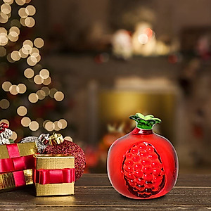 JOONOR Crystal Pomegranate Statue Ornament Decorative Artificial Fruit Glass Figurine Tabletop Paperweight Crystal Ornament for Home Office,Pomegranate