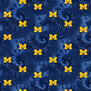 University of Michigan Cotton Fabric by Sykel-Licensed Michigan Wolverines Tye Dye Cotton Fabric