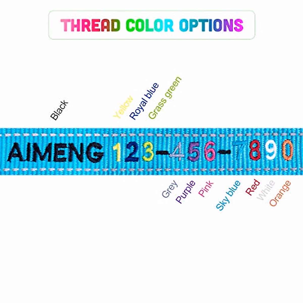 Personalized Dog Collar Adjustable Dog Collar Fadeproof Custom Embroidered with Pet Name and Phone Number, 11 Thread Color Options for Boy and Girl Dogs