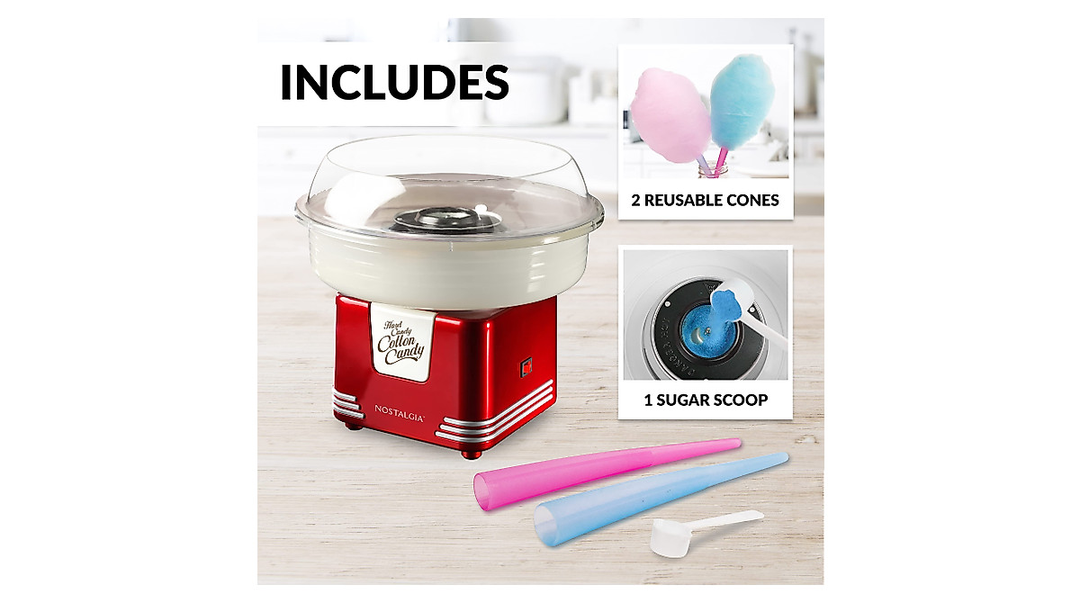 Nostalgia Red Cotton Candy Machine for Kids | Retro Candy Maker