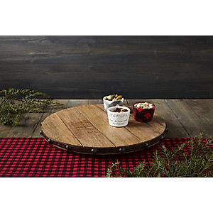 Mud Pie Bead Rim Lazy Susan, Wood/Metal