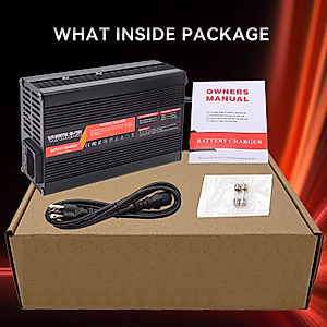 WAOUKS 84V 3A Charger 84V Li-ion Battery Charger DC C13 Connector Used for 20S 72V 74V Lithium Battery Battery Black Aluminum Case with Cooling Fan