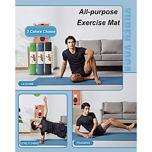 YR Yoga Mat Non Slip Exercise Mat Large 76"x35" 10mm Extra Thick Workout Mats for Women Men, Eco TPE Yoga Mats with Bag - Blue