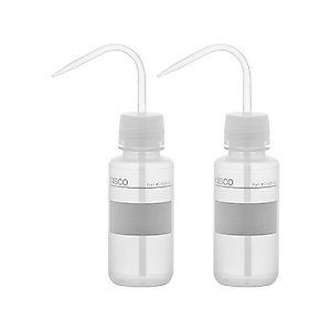 EISCO 2PK Chemical Wash Bottle, No Label, 250ml - Wide Mouth, Self Venting, Low Density Polyethylene - Performance Plastics Labs