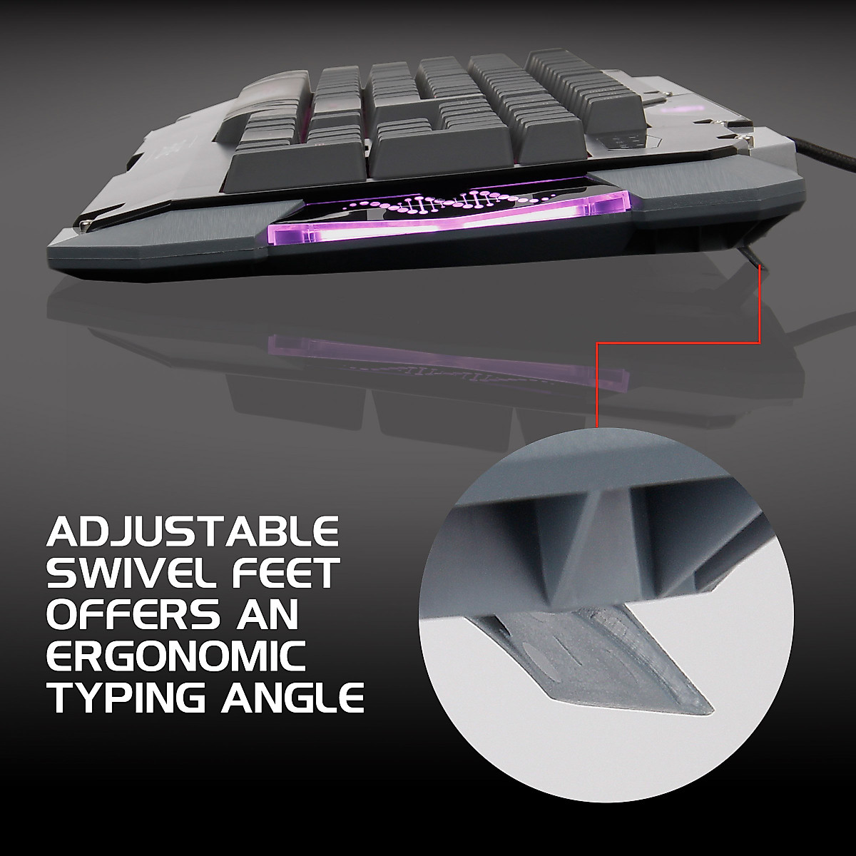 Enhance GX-K2 Gaming Keyboard with 104 Hybrid Mechanical Feel Keys, LED Backlit, & Braided Cable - 3 Color Selection, Multimedia Shortcuts, & Plug & Play USB Connection - PATHOGEN Series