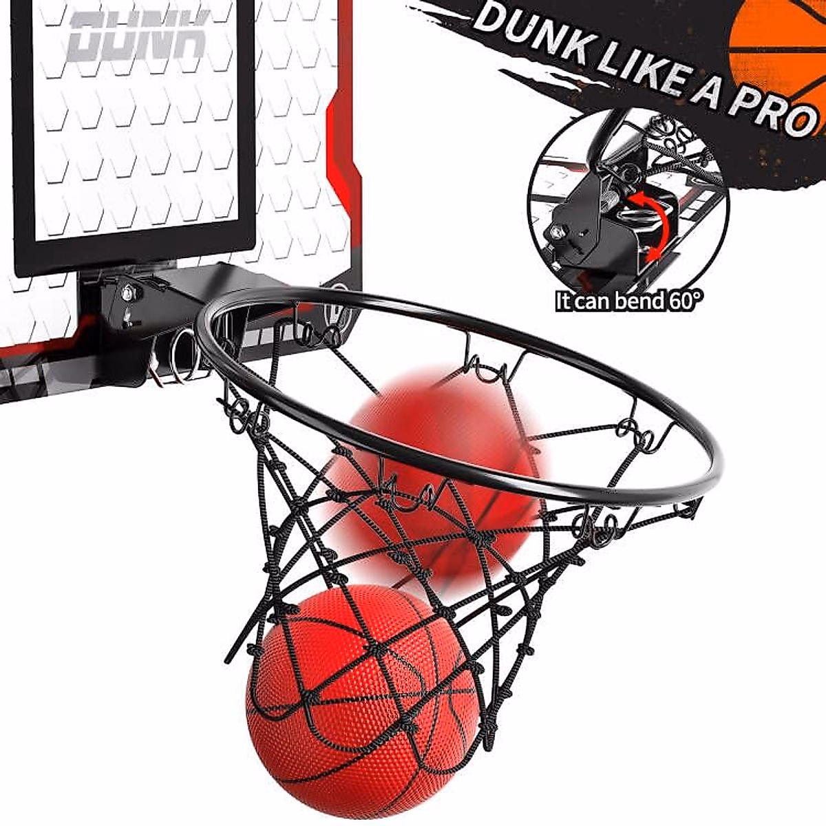 TEMI Basketball Hoop Indoor, Mini Basketball Hoop with 4 Balls, Over The Door Basketball Hoop for Kids and Adults, Basketball Toys for Boys Girls Age 3 4 5 6 7 8 9 10 11 12 - Kids & Teens Gift Ideas