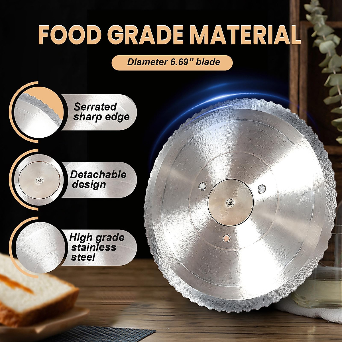 Manual Bread Slicer for Homemade Sourdough Bread, Adjustable Thickness&Evenly Slicing, Hand Crank Bread Slicer with Scale Line and Suction Cup, Sharp Blade, Suitable for Sourdough Bread, Etc