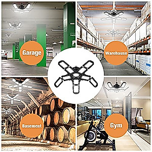 ESSNAMS Garage Led Light 180W, 18000LM Bright Led Garage Light, 6500K Deformable Led Garage Lights with 10 Adjustable Panels, Garage Lights Ceiling LED for Garage, Barn, Basement