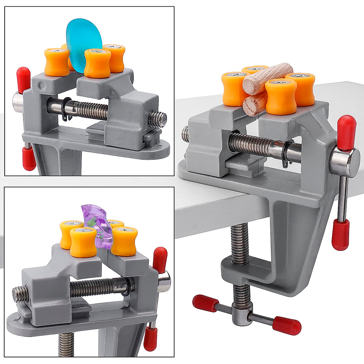 Yakamoz Mini Bench Vise Small Table Vice Clamp on Vise Drill Press Vise Workbench Vice for Jewelry Making Wood Carfit DIY Breads Watch Repairing