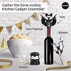 NEW!!! OTOTO Scary Poppings Microwave Popcorn Popper - Gothic Popcorn Microwave Popper, Silicone Microwave Popcorn Popper, Collapsible Bowl Popcorn Bowls, Halloween Goth Accessories Goth Gifts (White)