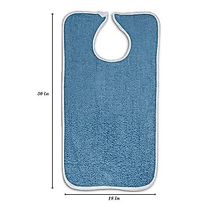 Personal Touch Deluxe Terry Adult Bibs with Closure, 100% Cotton, 3-Pack Size 18X30 (3 Blue)