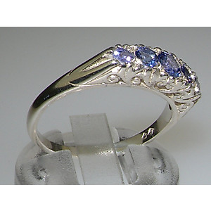 925 Sterling Silver Real Genuine Tanzanite Womens Band Ring - Size 10