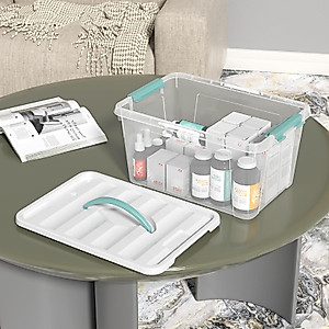 Nicesh 14 L Clear Plastic Storage Bins with Lid, Set of 4 Clear Latch Box with Top Handle