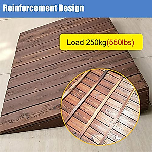 Threshold Ramp, Wheelchair Ramp for Door Threshold 4 5 6 7 8 10 Inch High, Indoor Outdoor Wood Anti Skid Barrier-Free Slope Pad for Pets/Kids/Elderly/Disabled ( Size : 90x80x25cm/35.4x31.5x10in )