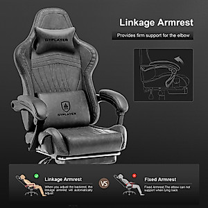 GTPLAYER Chair Computer Gaming Chair (Leather, Grey)