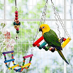 Bird Parakeet Toys,12 Pack Hanging Bell Pet Bird Cage Hammock Swing Toy Hanging Toy for Small Parakeets,Conure, Cockatiel, Mynah, Love Birds, Finches