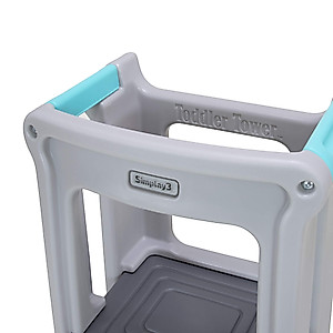 Simplay3 Toddler Tower Childrens Step Stool with Three Adjustable Heights, Kids Kitchen Helper, Made in USA, Gray