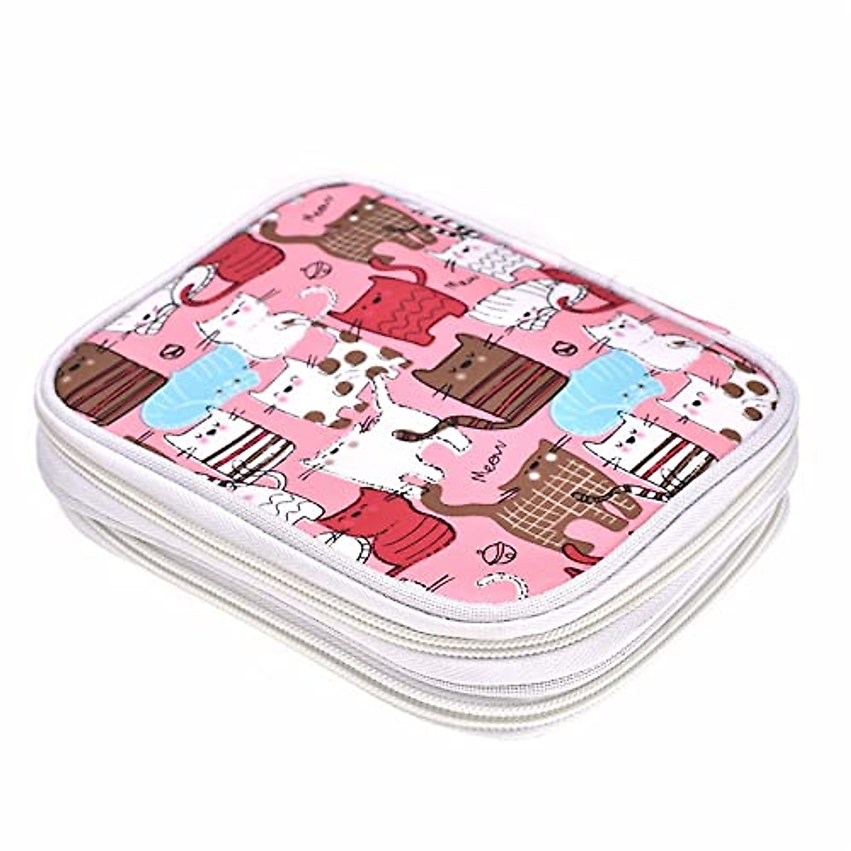 Crochet Hooks Storage Bag, Double-Layer Zipper Crochet Empty Bag, Portable Travel Multi-Slot Short Crochet Elastic Case Mesh Bag Knitting Accessories Tool Organization Bag (Flower Print)