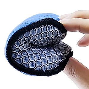 Polyte Microfiber Detailing Wax Applicator Pad with Finger Pocket and Mesh Scrub, 8 Pack (Blue, 5 in)