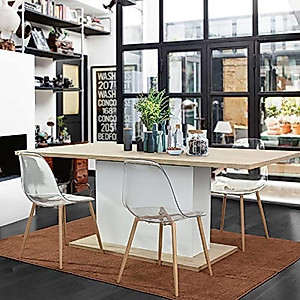 GreenForest Acrylic Ghost Chairs Clear Dining Chairs with Crystal Transparent Seat,Modern Mid Century Dining Chairs Set of 4, Plastic Shell Accent Side Chairs for Kitchen,Lounge