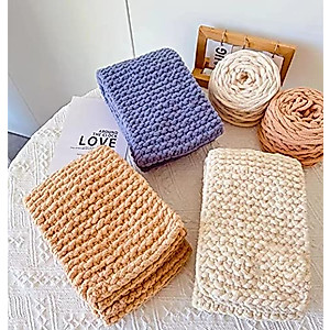 BATELO Blanket Yarn, Thick Chenille Yarn for Crocheting & Knitting, 6 Super Bulky, 3.30z/100g, 50yd/45m - Navy