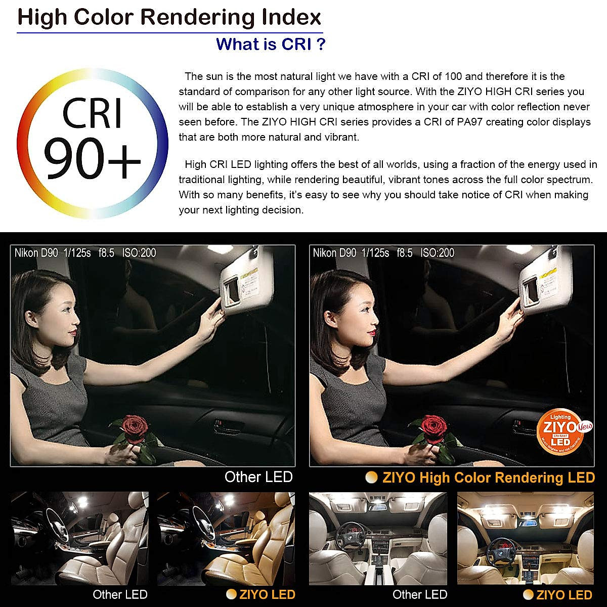 ZIYO ZPL8997 - (12 Bulbs) LED Interior Light Kit Replacement for Porsche 997 911 Carrera 2004-2012 + License Plate Light Bulbs Package, White Dome Lights Error Free