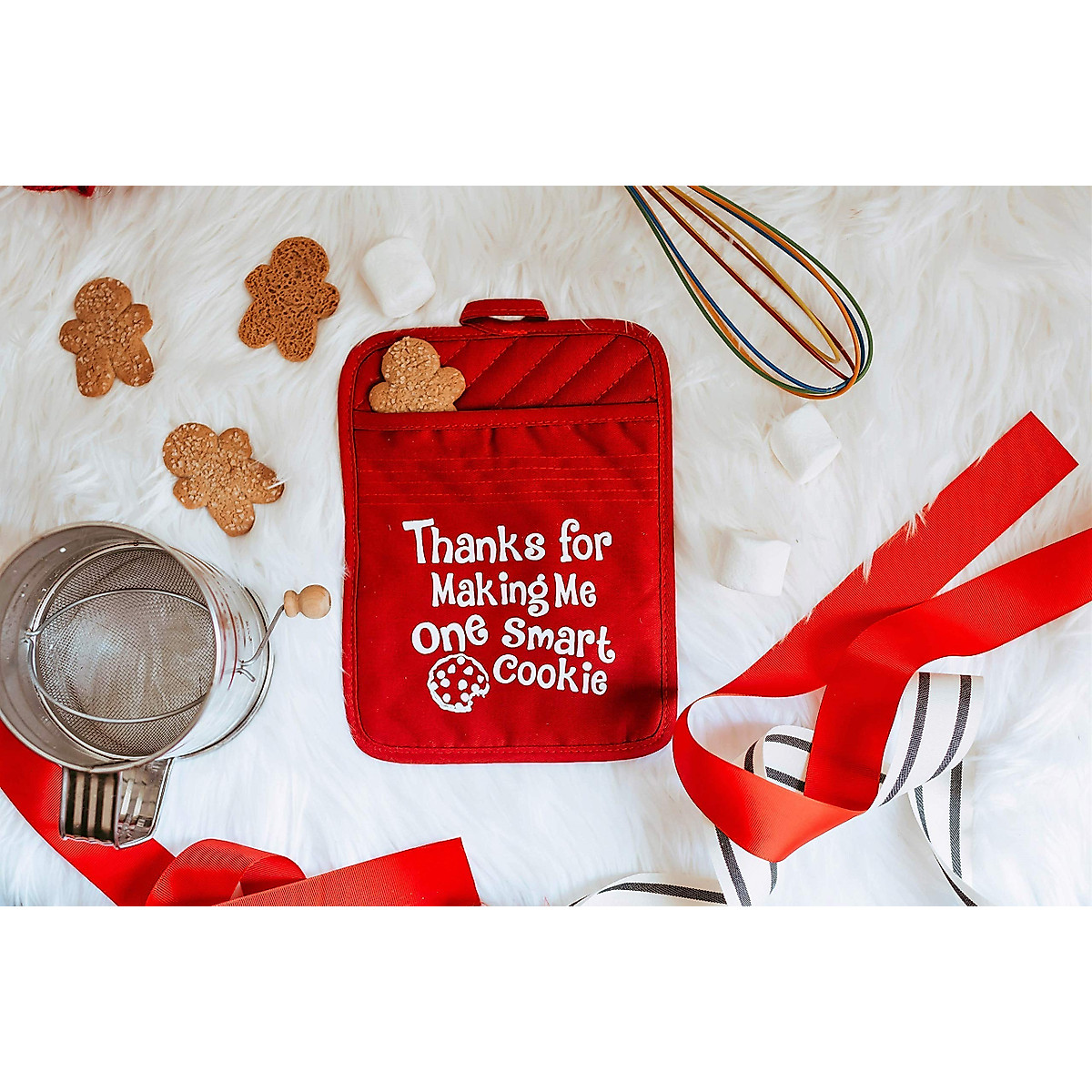 Teacher Appreciation Gift for Women - Thank You Present Potholder - One Smart Cookie Oven Mitt - Set of 2 (One Smart Cookie 3 pack)