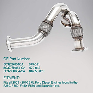 HQPASFY Turbocharger Y-Pipe Up Pipe for 2003-2007 Ford 6.0L Powerstroke Diesel Replaces# 679-011, 5C3Z6K854CA