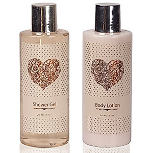 Spa Gift Basket – Bath and Body Set with Vanilla Fragrance by Lovestee - Bath Gift Basket Includes Shower Gel, Body Lotion, Hand Lotion, Bath Salt, Eva Sponge and a Bath Puff