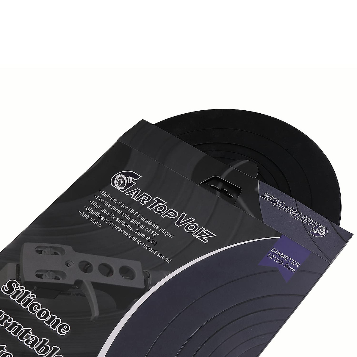 Turntable Platter Mat, 12" Silicone Rubber Slipmat Universal to All Hi-Fi Record LP Players by Gartopvoiz