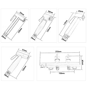 MINJING Toilet Shower Spray Mixer Set Grey Double Handle Bidet Attachment Faucet Sprayer Kit for Toilet Bifunctional Hand Held Sprayer Toilet Attachment