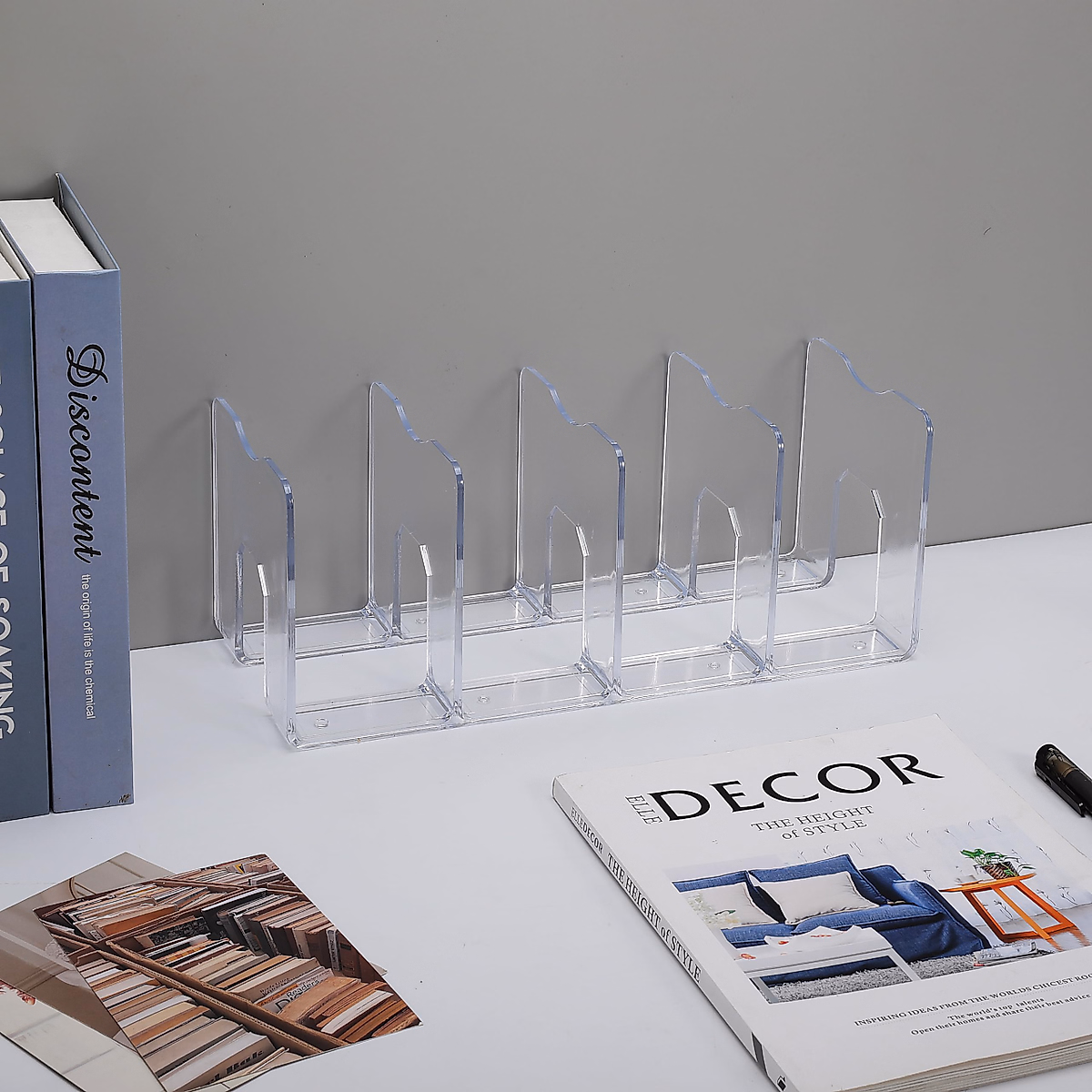 frtzal Purse Closet Organizer,Purse Organizer for Closet,Handbag Organizer,Desk File Sorter Purse, 4 Clear Handbag Storage Shelf - Plastic Clutch Dividers