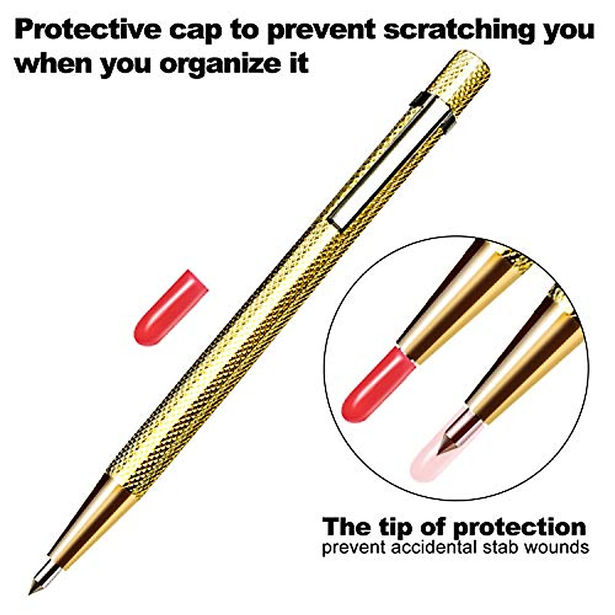 AVIDE Tungsten Carbide Tip Scriber, Metal Etching Pen Carve Engraver Scribe Tools for Stainless Steel, Ceramics, Glass, Metal Sheet and Gold/Welding(6 Pack)