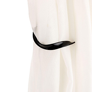 Sumnacon 2 Pcs Aluminum Alloy Curtain Holdbacks - Decorative Wall Mounted Drapery Tiebacks with Screws, Heavy Duty Window Treatment Holdbacks for Home Decor, Black