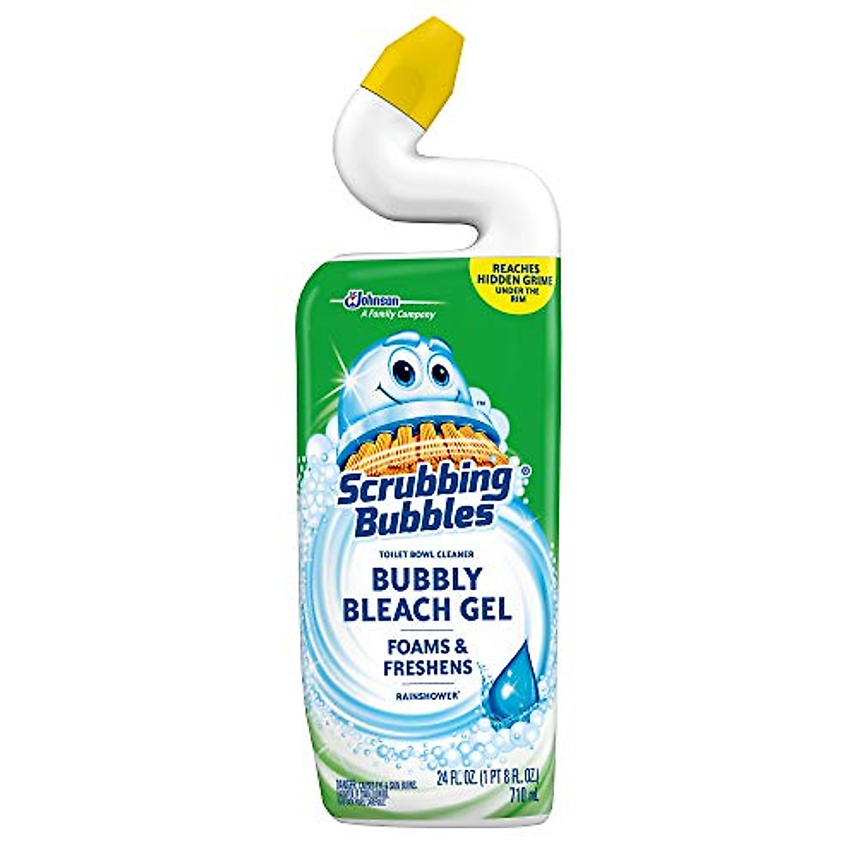 Scrubbing Bubbles Bubbly Bleach Gel Toilet Bowl Cleaner, Extended Neck to ensure Freshness, Rainshower Scent, 24 oz
