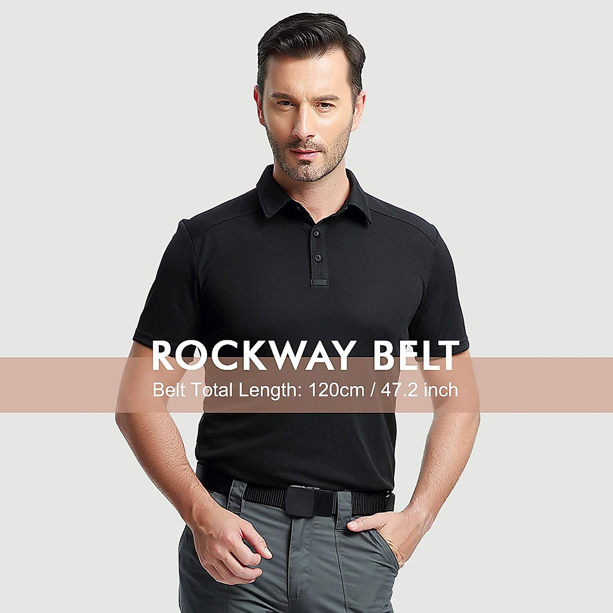 Coobbar 3-Pack Belt Web Nylon Canvas Belt Plastic Buckle Belt Travel Adjustable Nylon Web Slide Belt Web Belts for Men(Khaki)