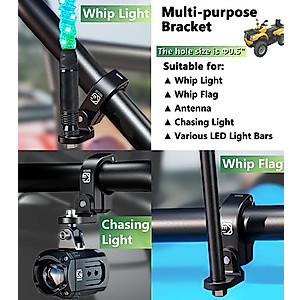 ATV Whip Light Mount, Sturdy Aluminum Alloy Whip Flag Mount, 360° Rotating Adjustable Light Bar Mount for ATV Motorcycle 0.75"/0.875"/1"/1.125"/1.26"/1.375" Tubular Bars and Handlebars (1 pc Black)