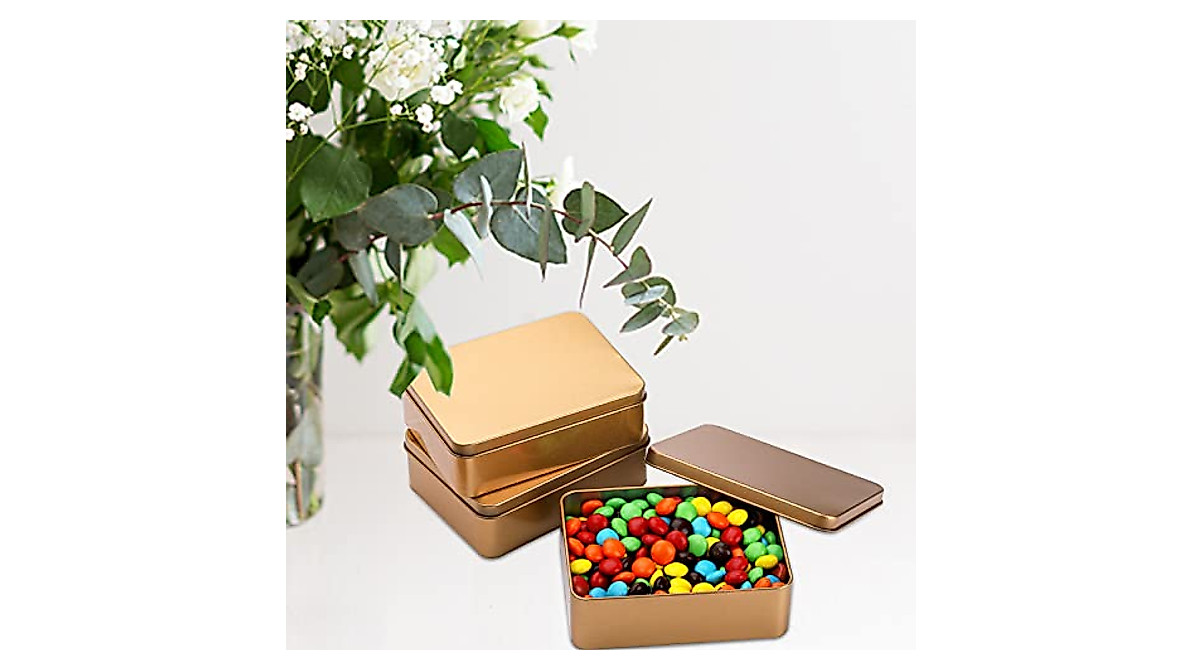Peohud 16 Pack Rectangular Metal Storage Tins with Lids