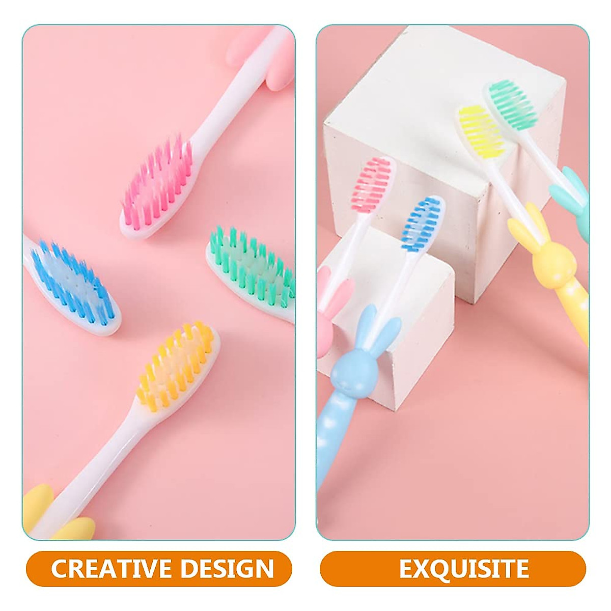 Healifty Kids Toothbrush Cartoon Bamboo Charcoal Soft Hair Silicone Cute Cleaning Teeth Brush Set Handle Children Teeth Cleaning Brushes for Boys and Girls 4pcs (4 Colors)