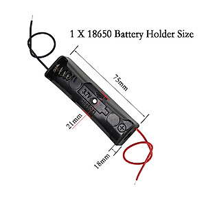 PNGKNYOCN 18650 Battery Clip 1 Slots 3.7V Plastic 18650 Battery Storage Box Case with Black and Red Wire Leads YOUCHENG for 18650 Battery with Connect Lead(5-Pack)