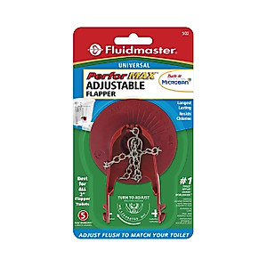 Fluidmaster 502P21 PerforMAX Universal Water-Saving Long Life Toilet Flapper for 2-Inch Flush Valves, Adjustable Solid Frame Design, Easy Install, Red, 1 pack