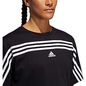 adidas Women's Must Haves Ringer 3-Stipes T-Shirt (Small, Black/White)