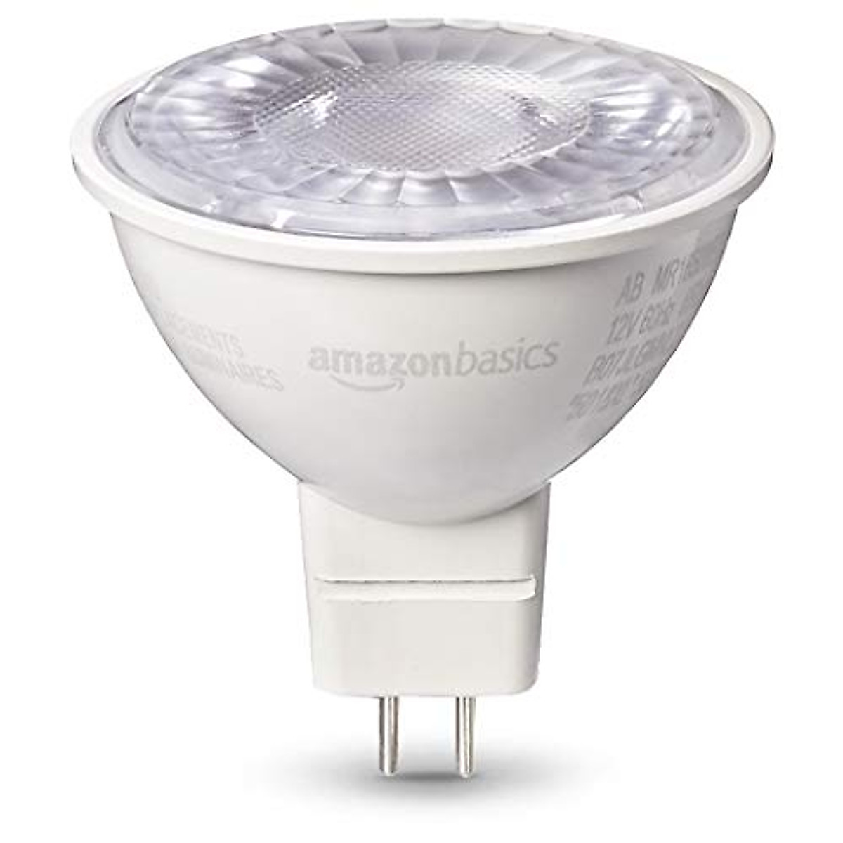 Amazon Basics MR16 LED Light Bulb, 50 Watt Equivalent, Energy Efficient 7W, GU 5.3 Base, Warm White 3000K, Dimmable, 10,000 Hour Lifetime, 12V Low Voltage, 6-Pack