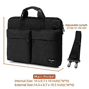 KINGSLONG 14 inch Laptop Bag with Shoulder Strap, Messenger Bag, Slim Computer Carrying Case Notebook Handbag for Men Women Fit for Acer Asus Lenovo HP Toshiba, Black