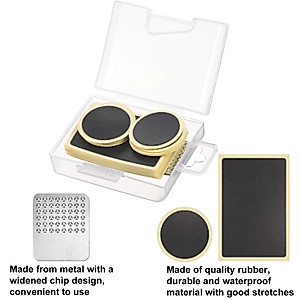 Pre-glued Patch Puncture Repair Kit Bike Tire Patch Repair Kit, Bicycle Tube Puncture Rubber Patches Glueless Patches with Metal Rasp and Portable Case for Bike Inner Tube